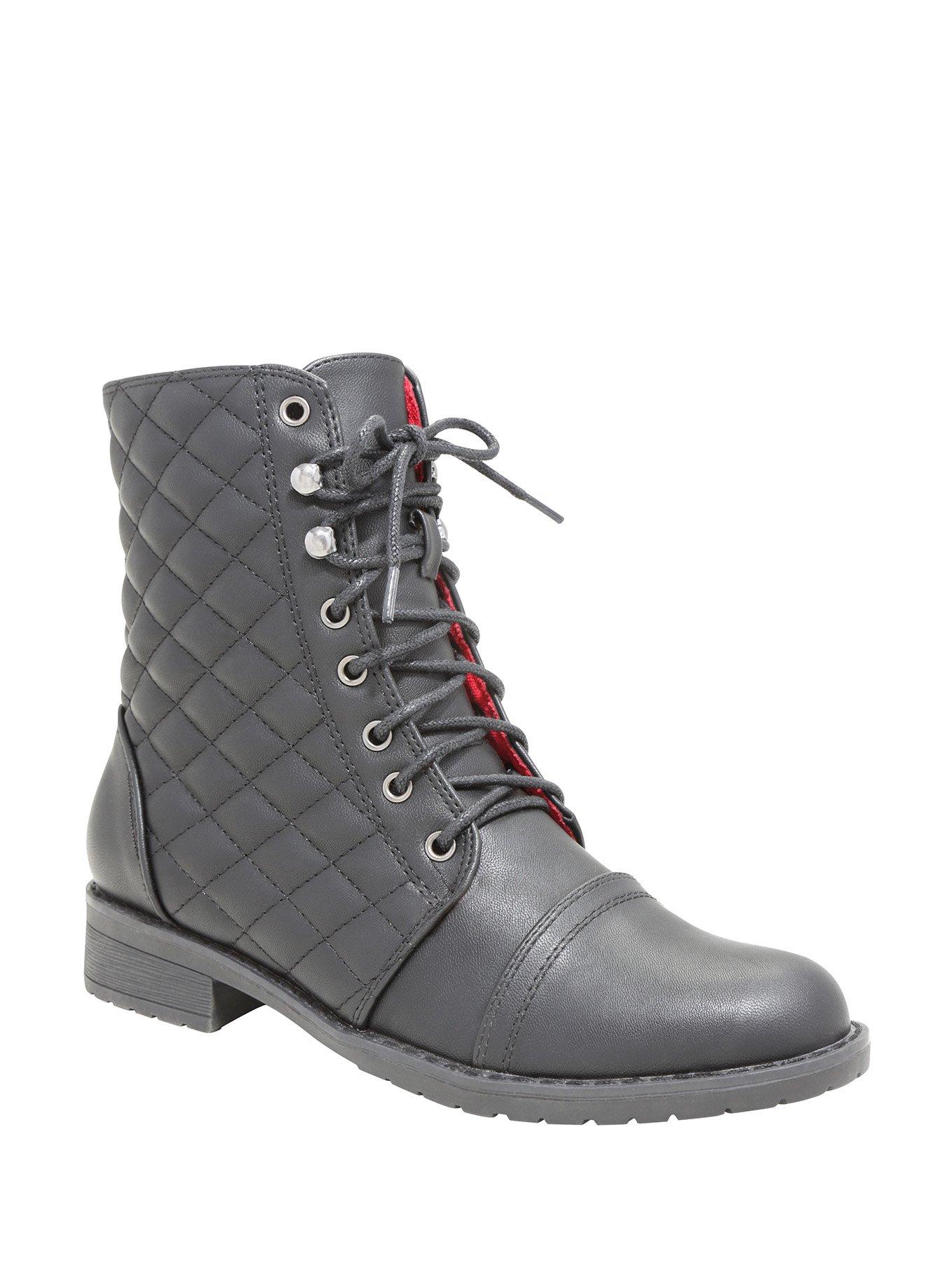 Once Upon A Time Emma Quilted Combat Boots | Hot Topic