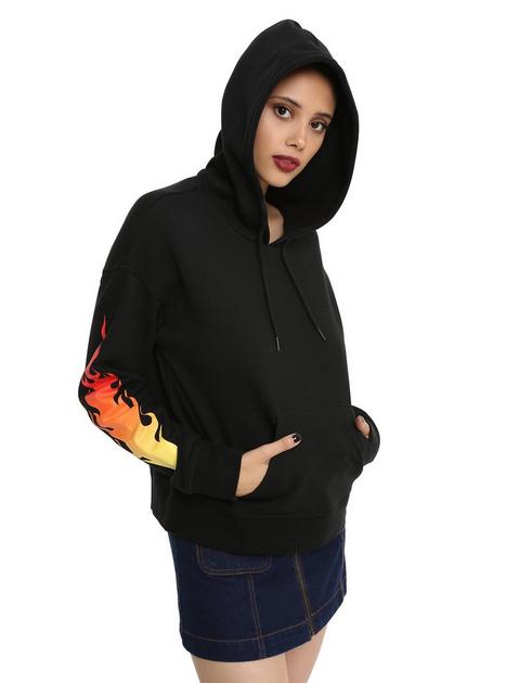 Black Flame Girls Hoodie | Hot Topic