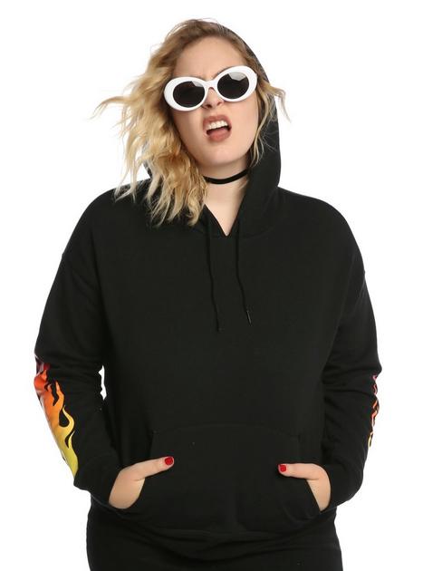 Black Flame Girls Hoodie Plus Size | Hot Topic