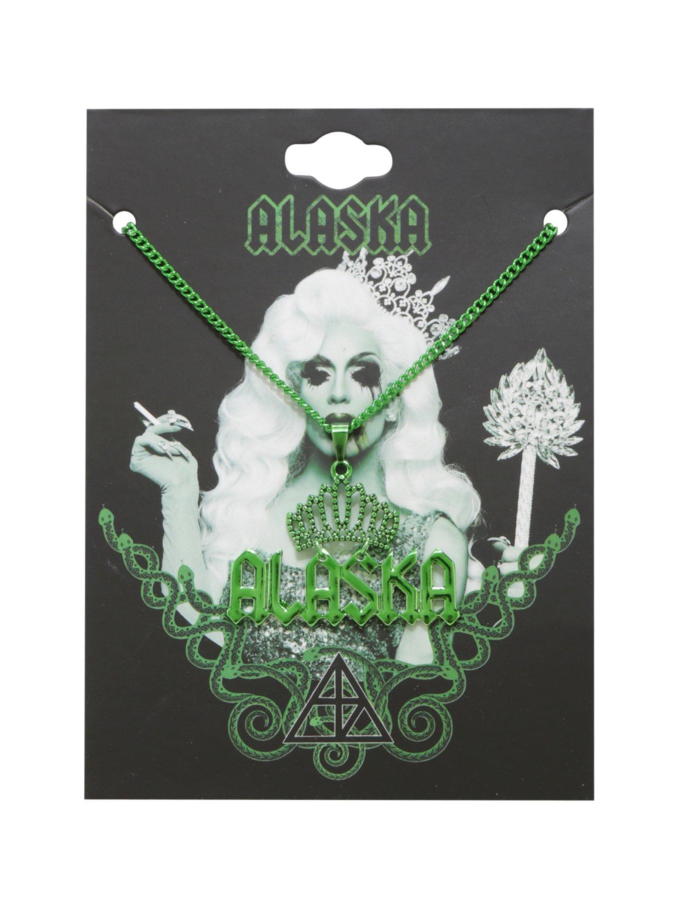 Drag Queen Merch Alaska Anodized Green Nameplate Necklace | Hot Topic