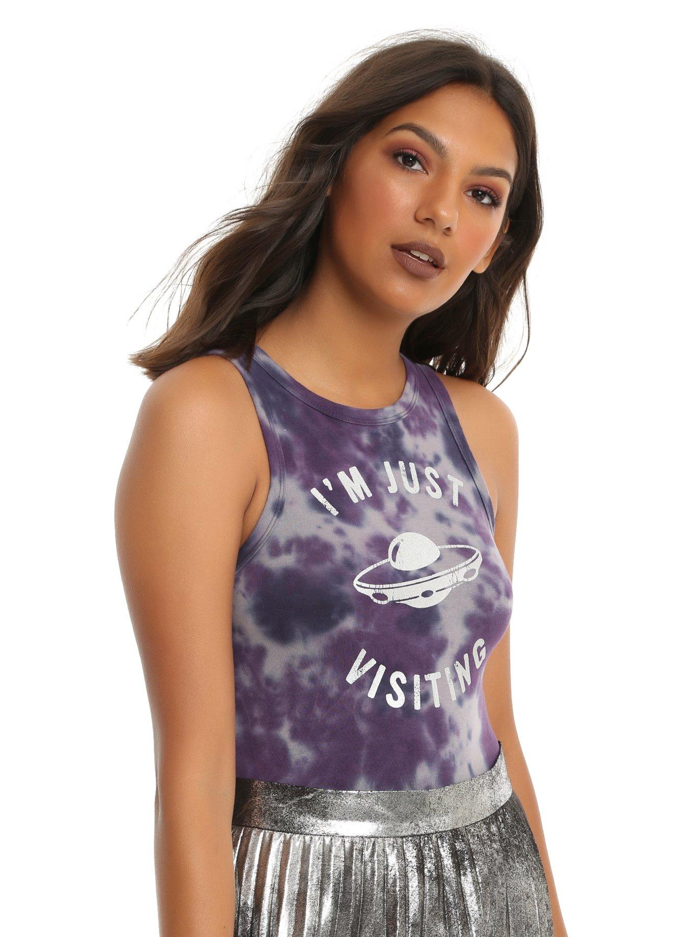 UFO Alien Just Visiting Glitter Tie-Dye Bodysuit | Hot Topic