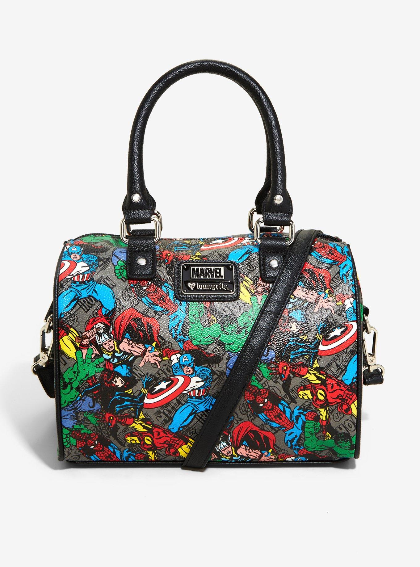 Loungefly Marvel Avengers Tossed Character Print Barrel Bag | Her Universe