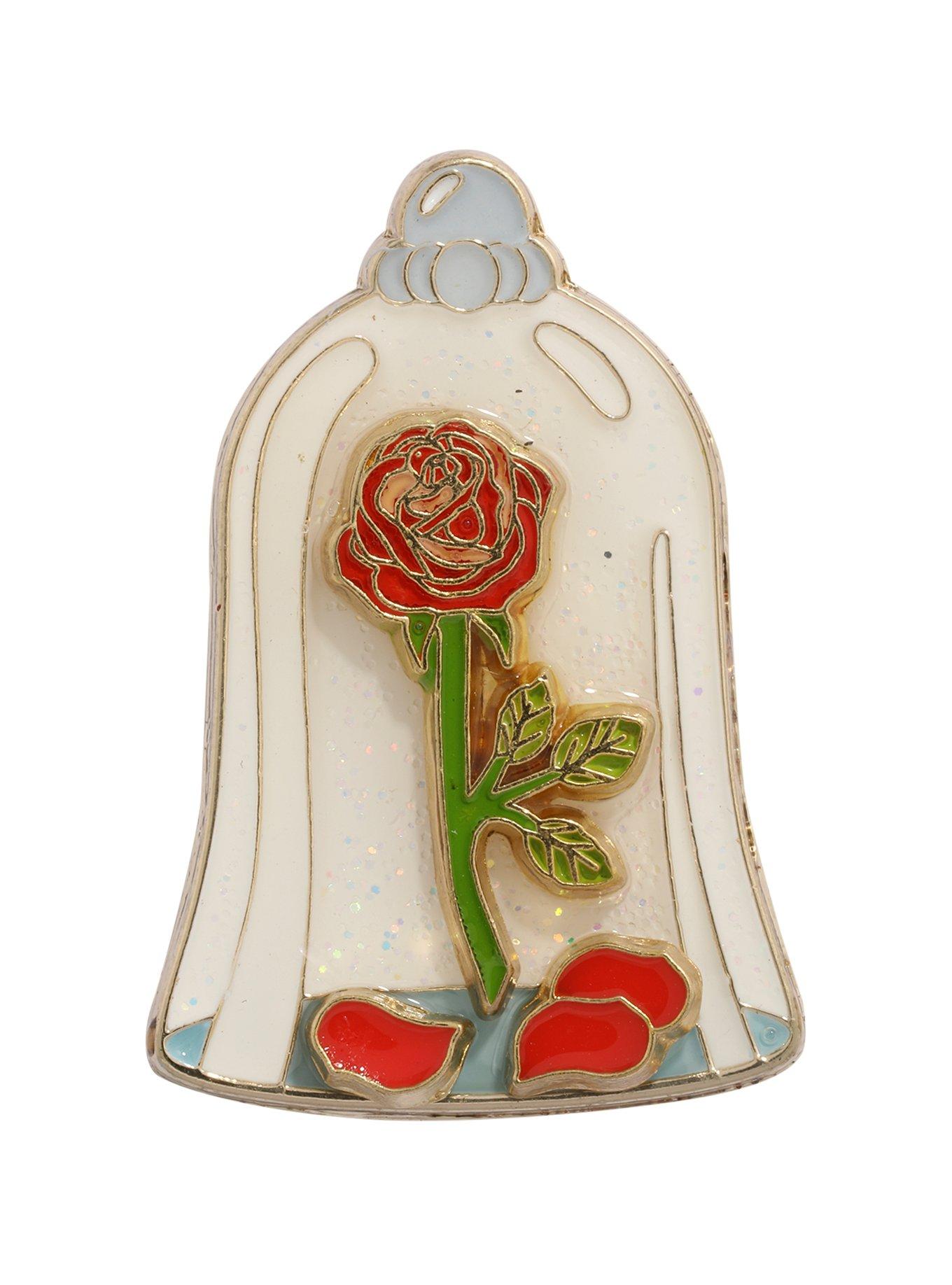Disney Beauty And The Beast Enchanted Rose Enamel Pin | Hot Topic