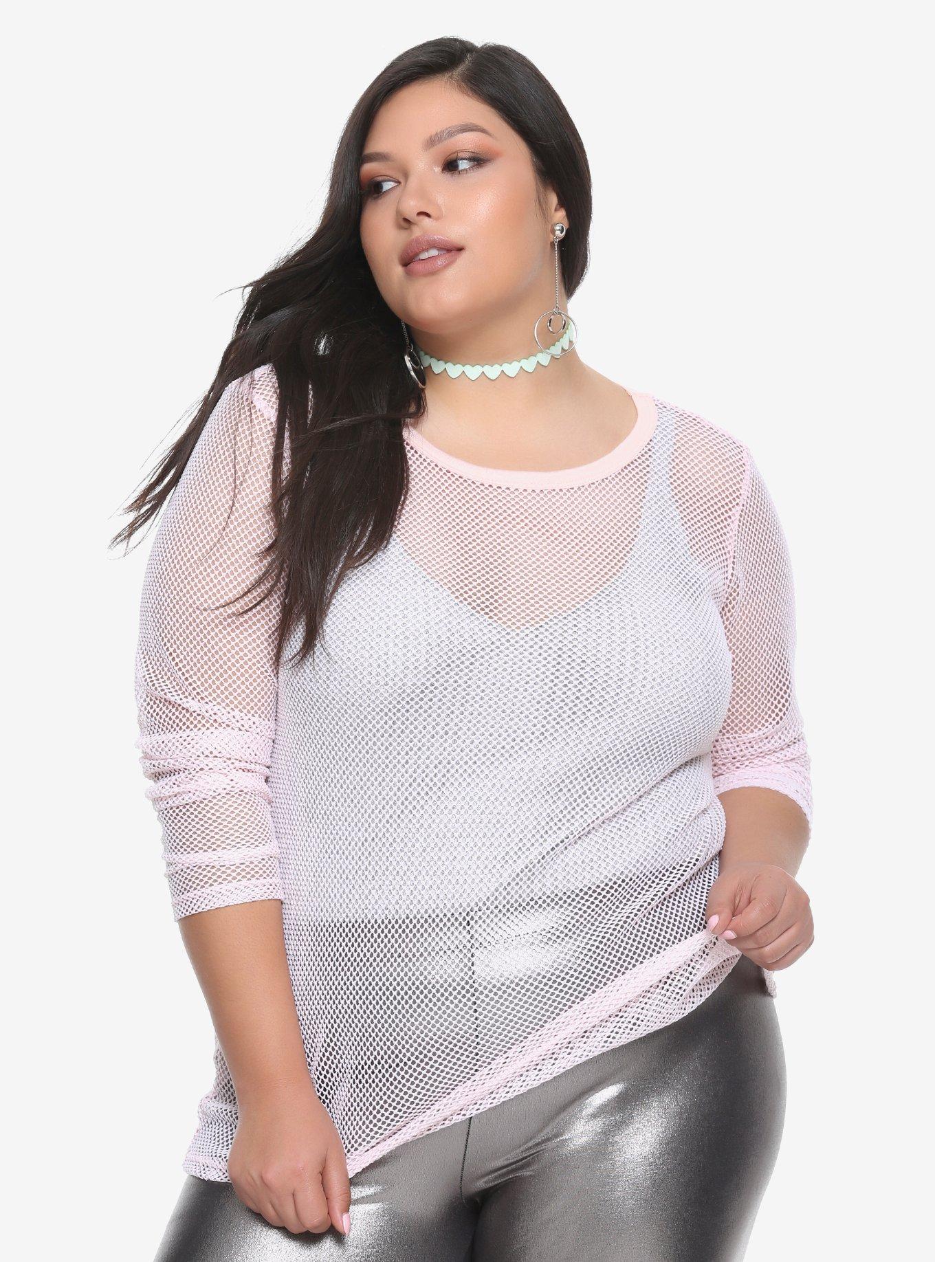 Pink Fishnet Girls Top Plus Size | Hot Topic