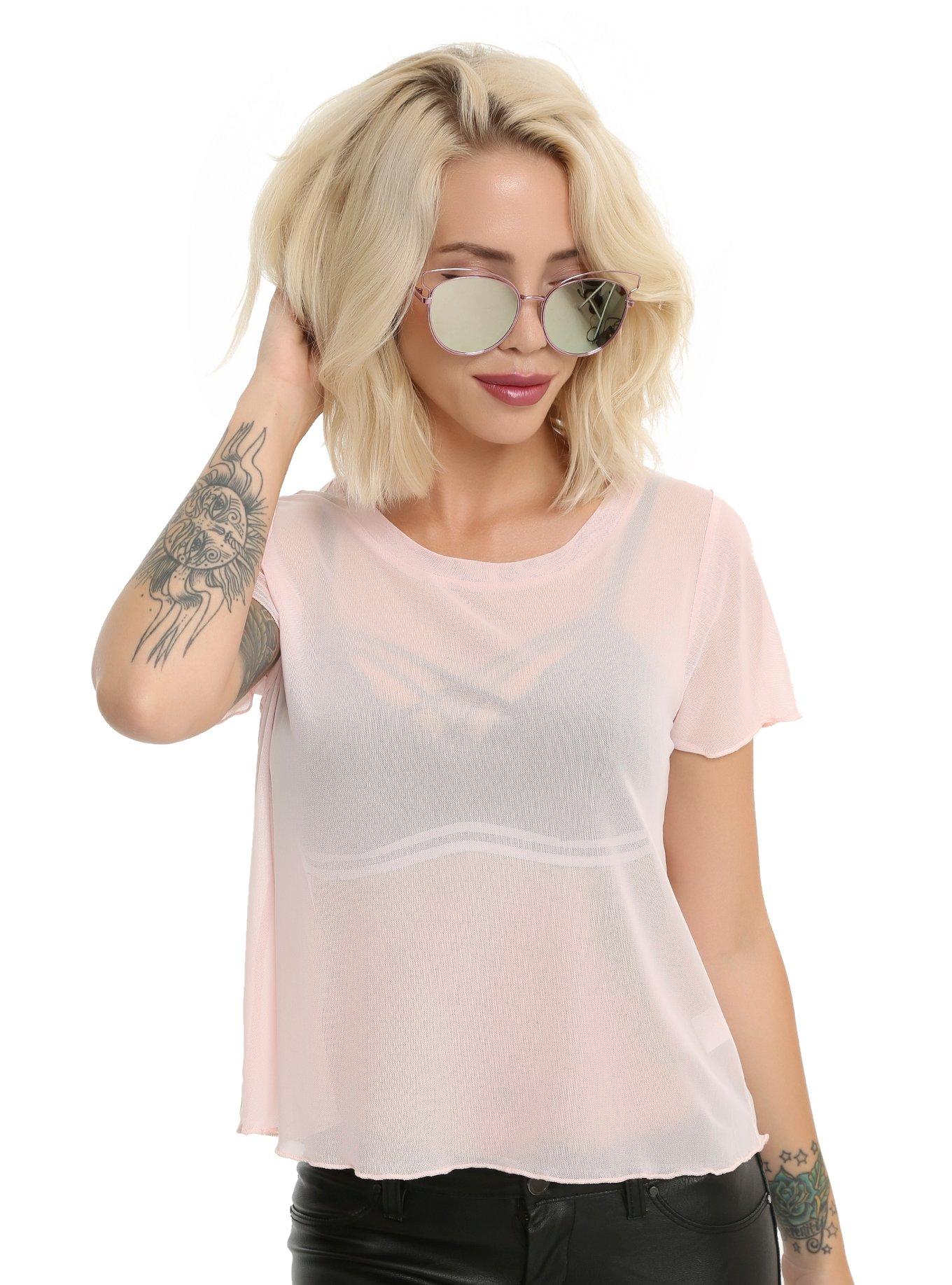Pink Mesh Girls Top | Hot Topic