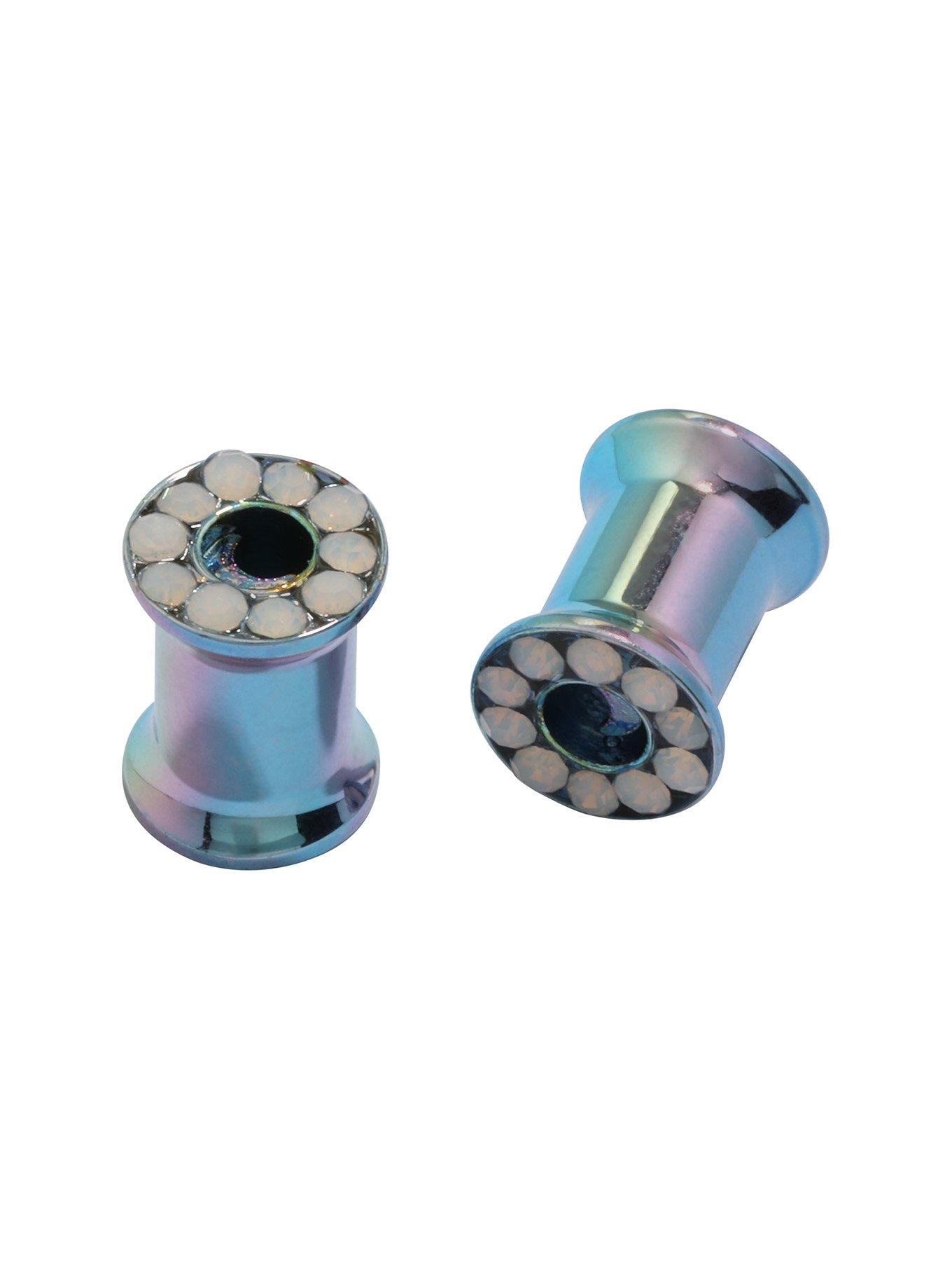 Steel Blue Iridescent Moon Gem Plug 2 Pack | Hot Topic