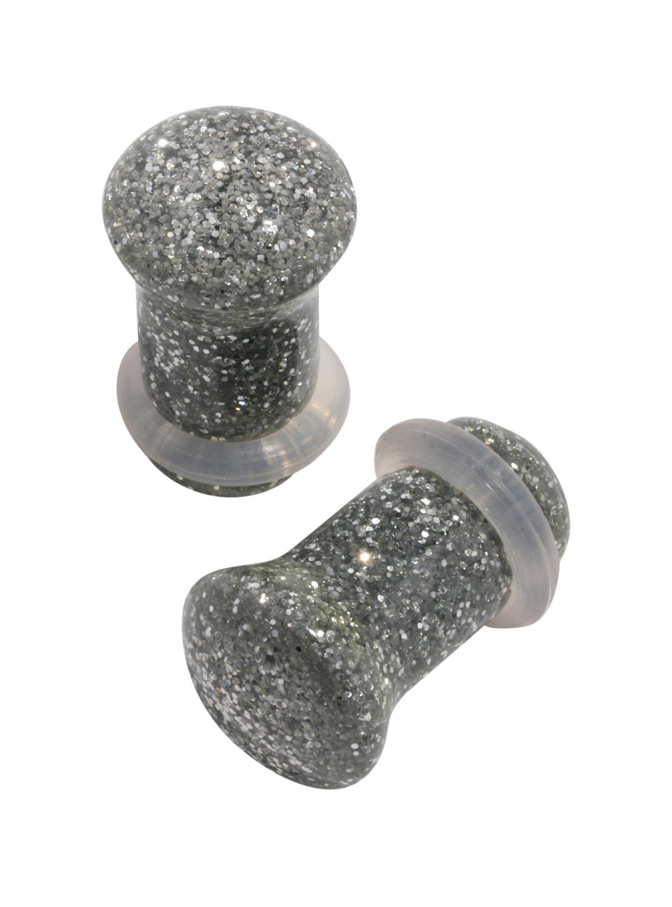 Acrylic Silver Glitter Plug 2 Pack