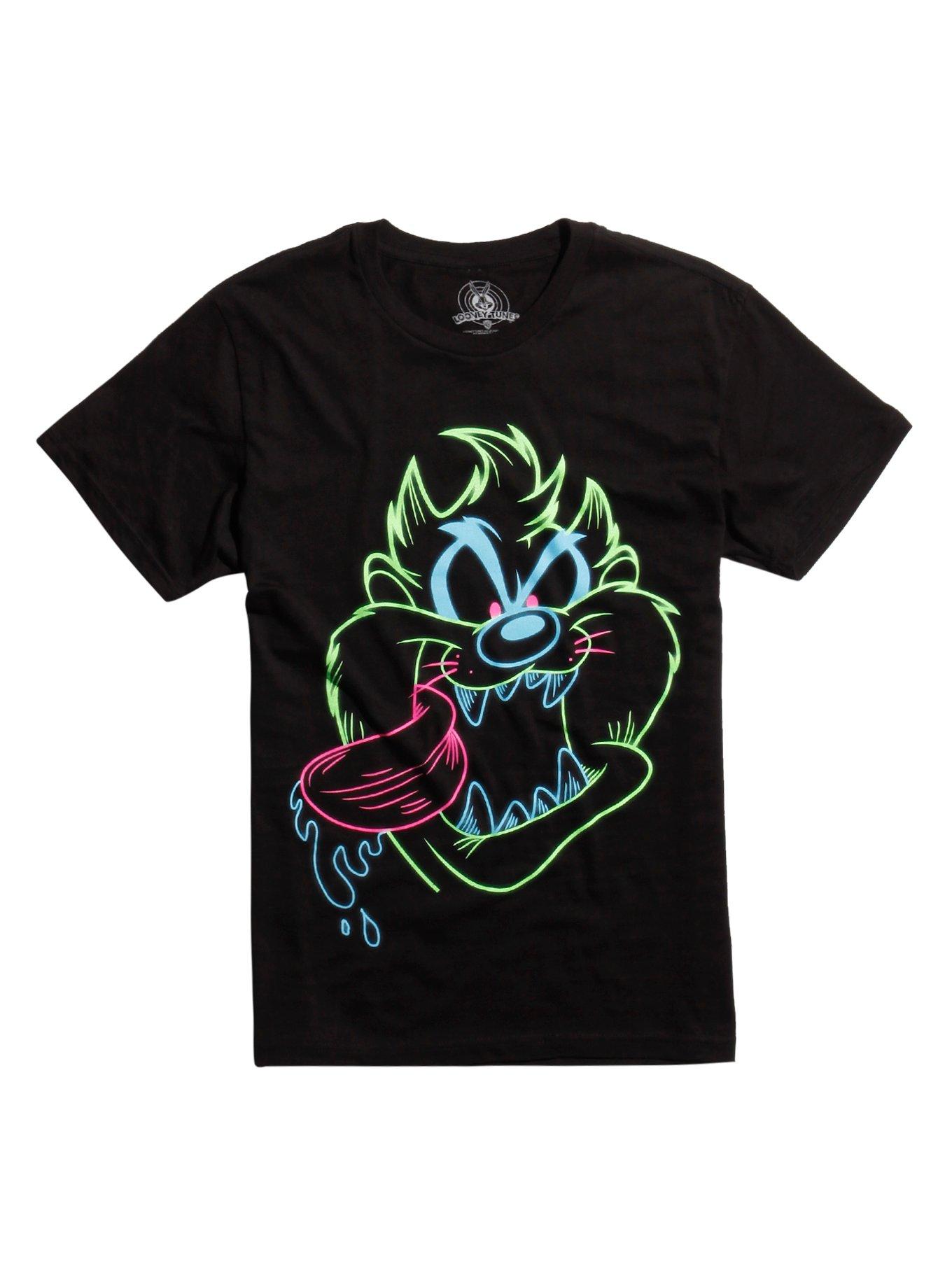 Looney Tunes Taz Neon Line Art T-Shirt | Hot Topic