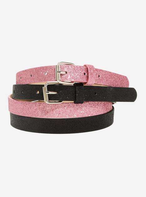 Black & Pink Glitter Belt Set | Hot Topic