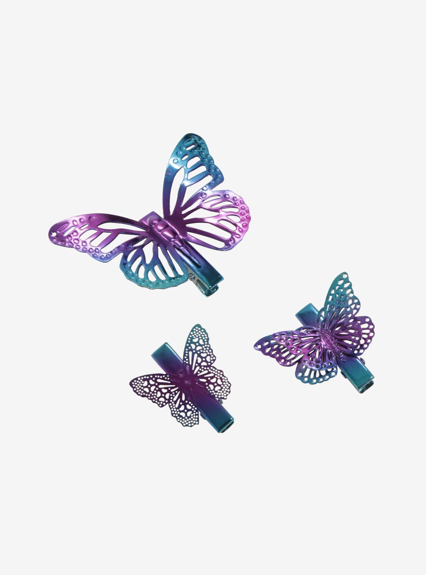 Blackheart Rainbow Anodized Butterfly Clips | Hot Topic