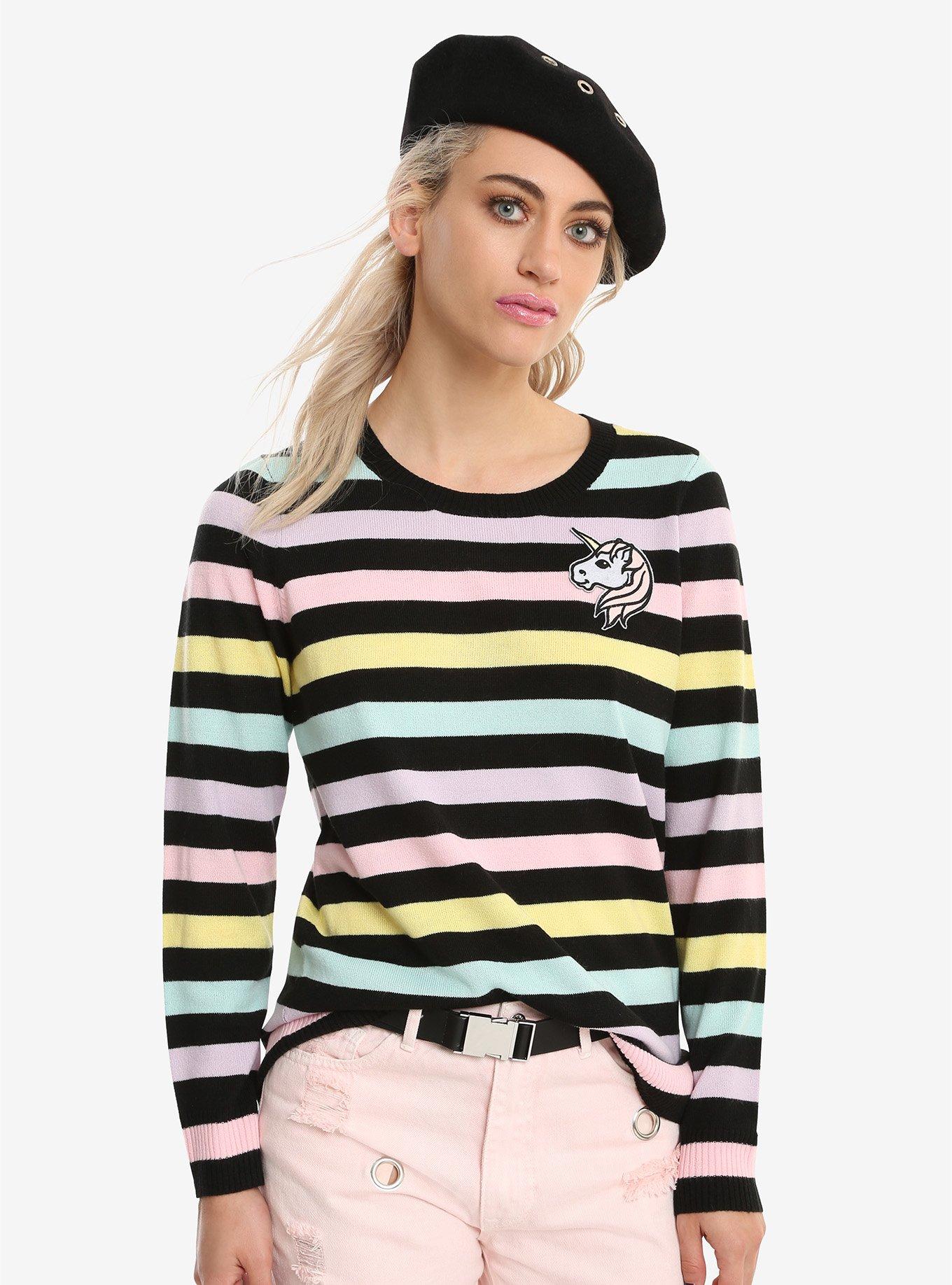 Pastel Stripe Unicorn Girls Sweater | Hot Topic
