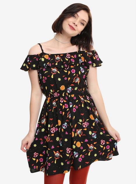Disney Pixar Coco Floral Off-The-Shoulder Dress | Hot Topic