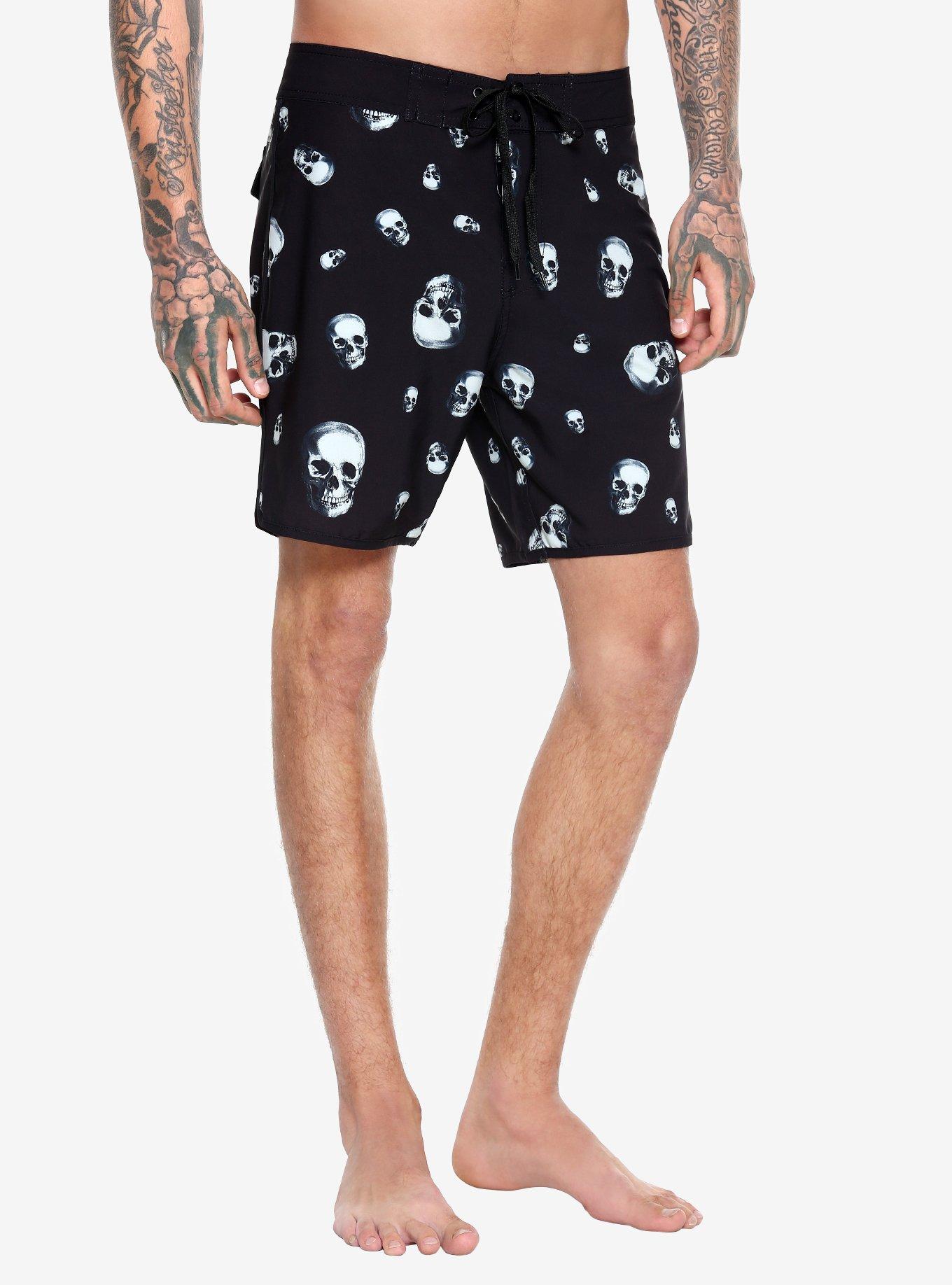 Skull Print Swim Trunks | Hot Topic