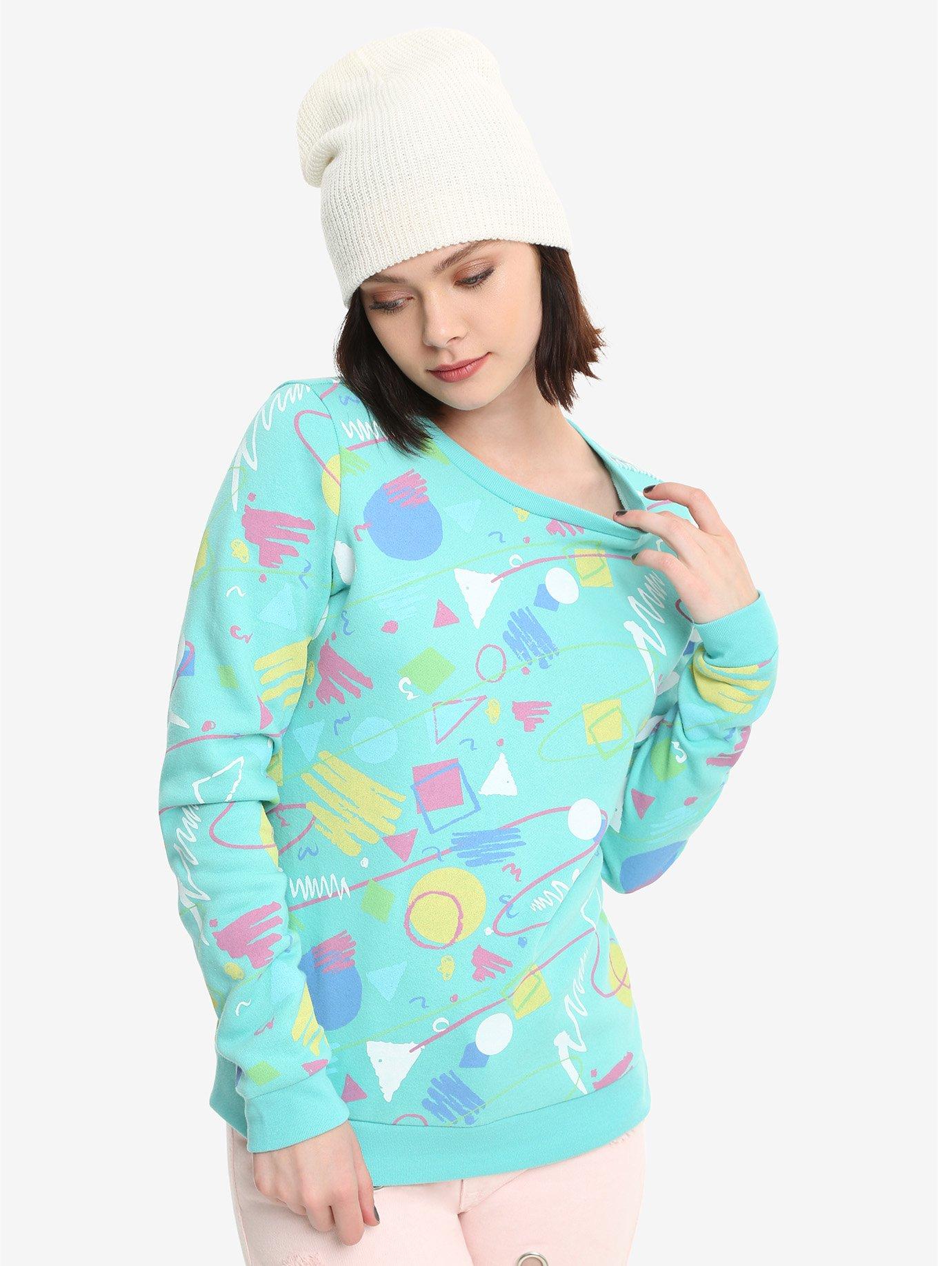 Mint Retro Print Girls Sweatshirt | Hot Topic