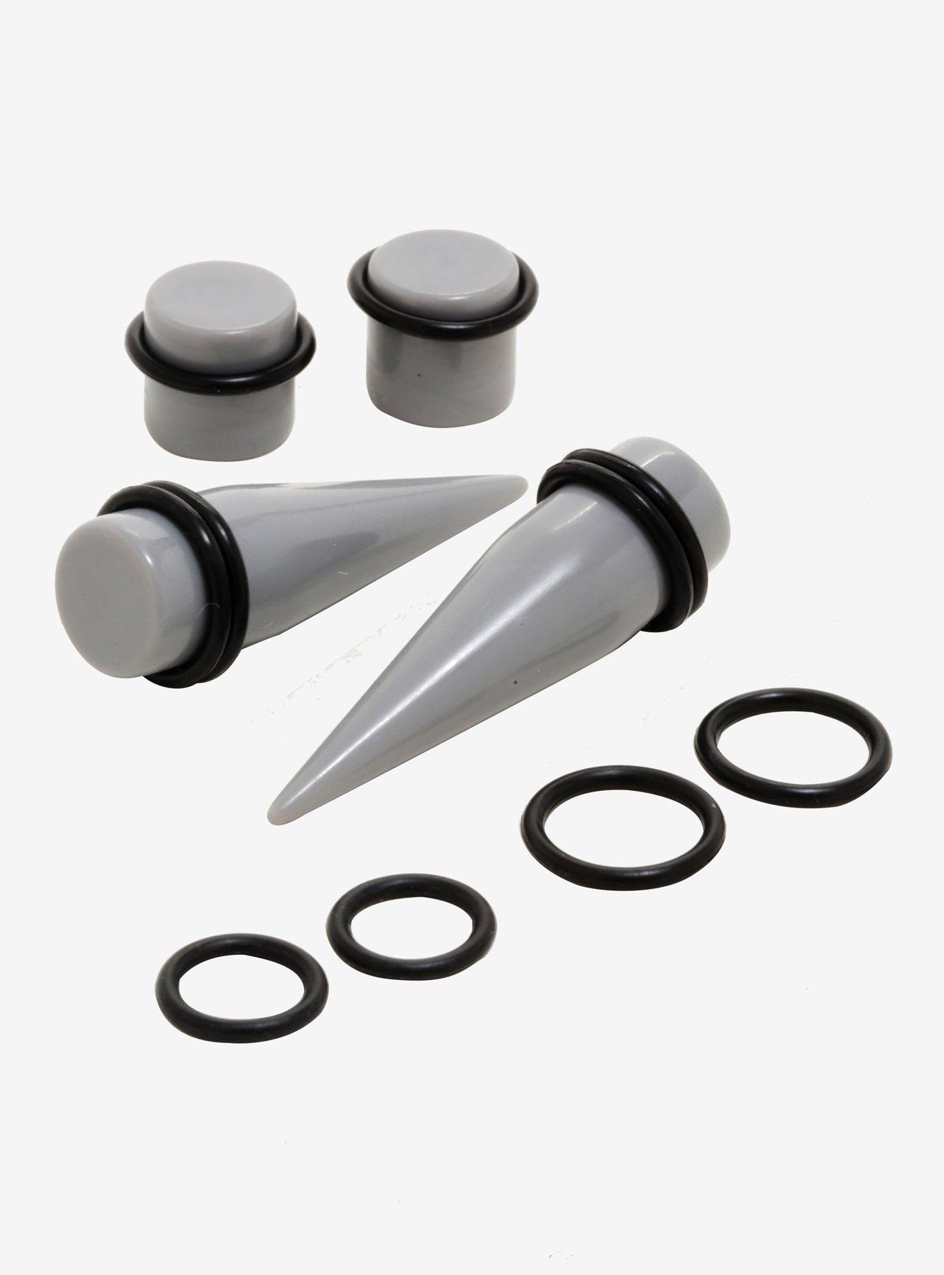Acrylic Grey & Black Taper & Plug 4 Pack | Hot Topic