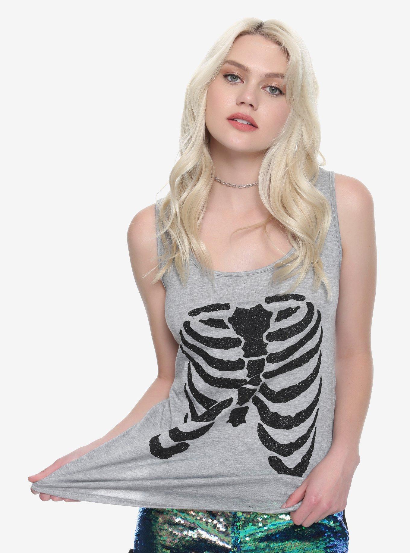 Glitter Rib Cage Slashed Back Girls Tank Top | Hot Topic