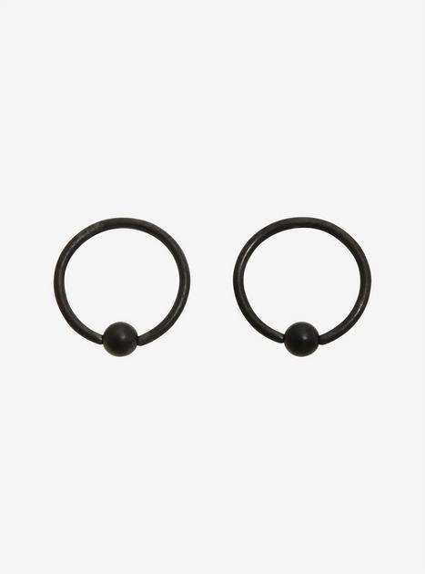 Steel Matte Black Captive Hoop 2 Pack | Hot Topic