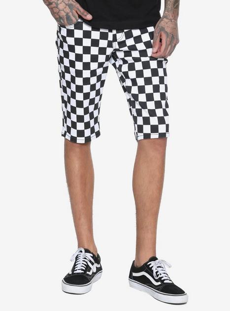 XXX RUDE Black & White Checkered Skinny Shorts | Hot Topic