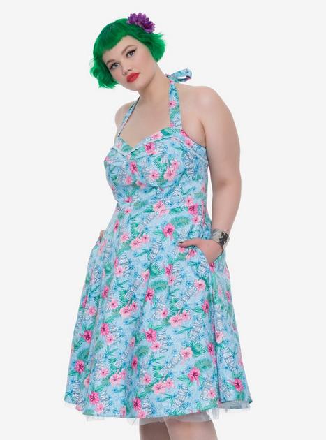 Blue Floral Tiki Swing Dress Plus Size | Hot Topic