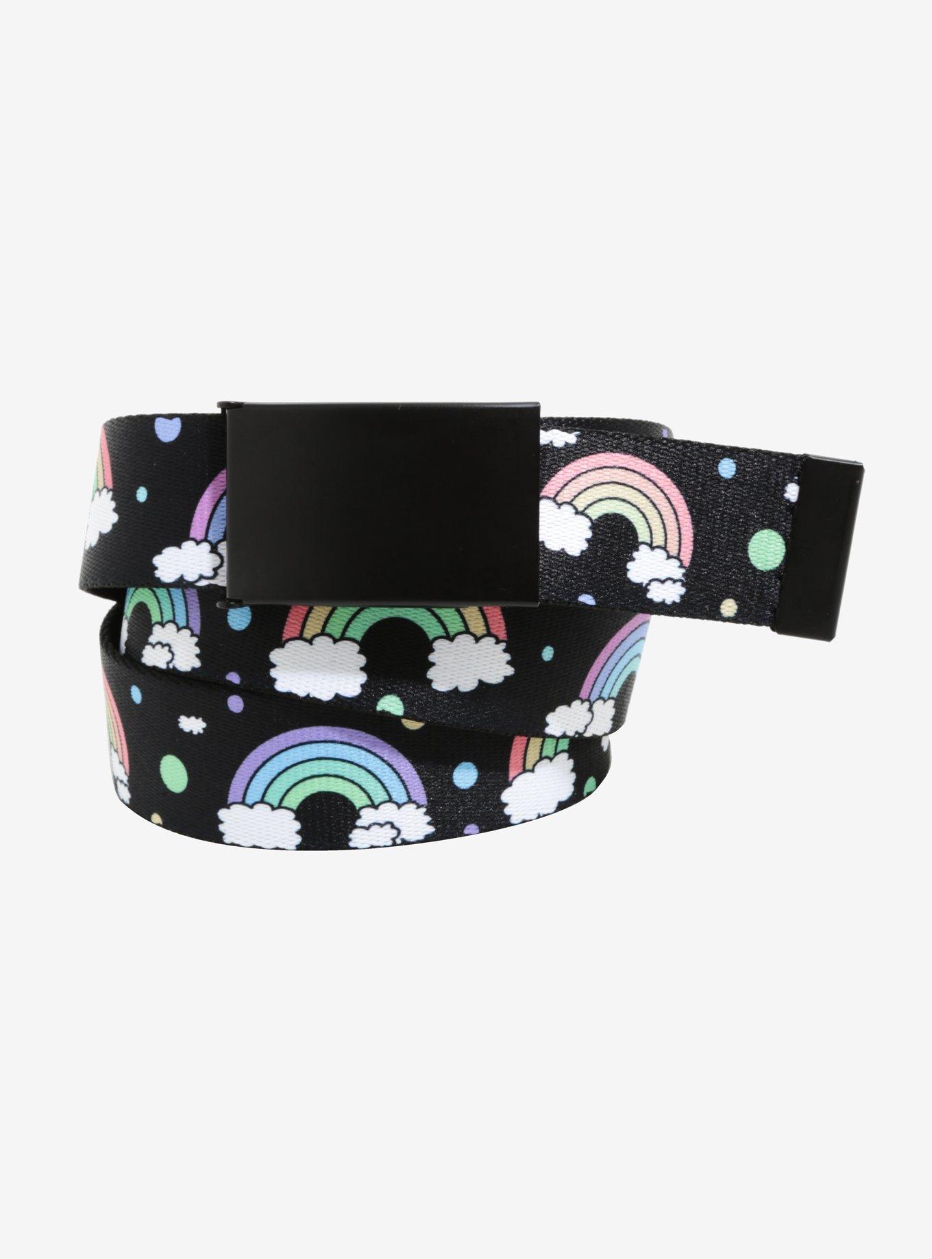 Rainbows & Clouds Web Belt | Hot Topic