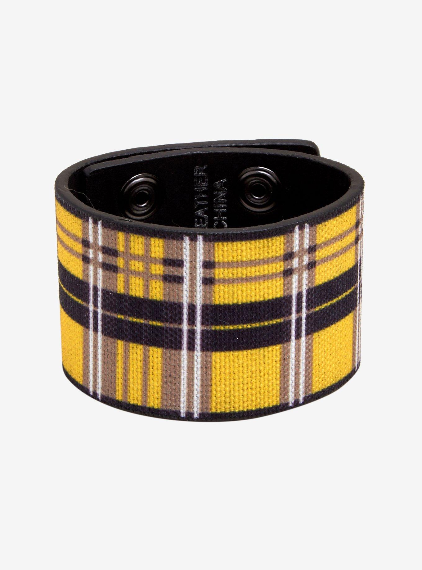 Yellow Plaid Wrist Cuff | Hot Topic