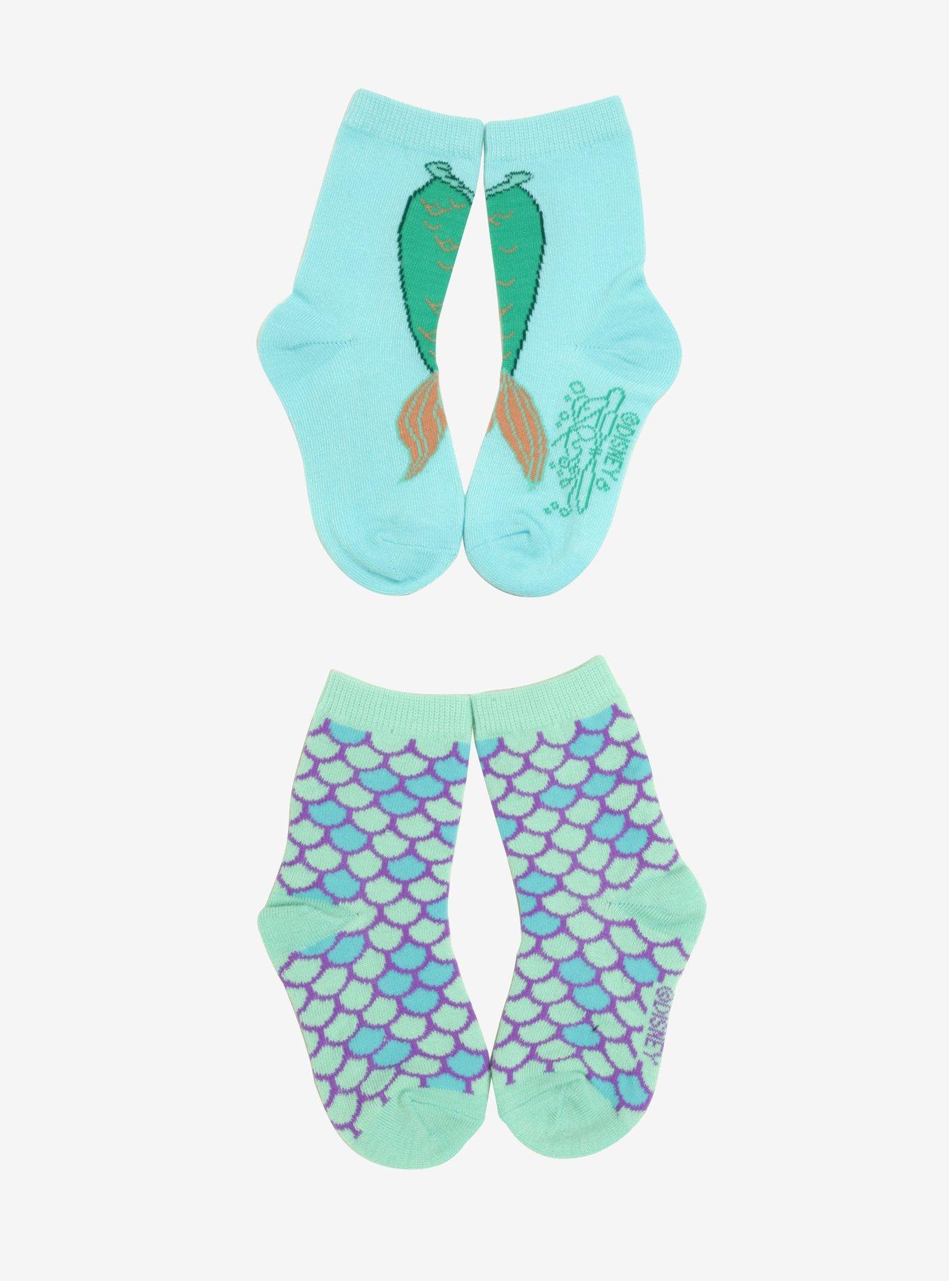 Disney The Little Mermaid Tale Scale Toddler Crew Socks 2 Pair | BoxLunch