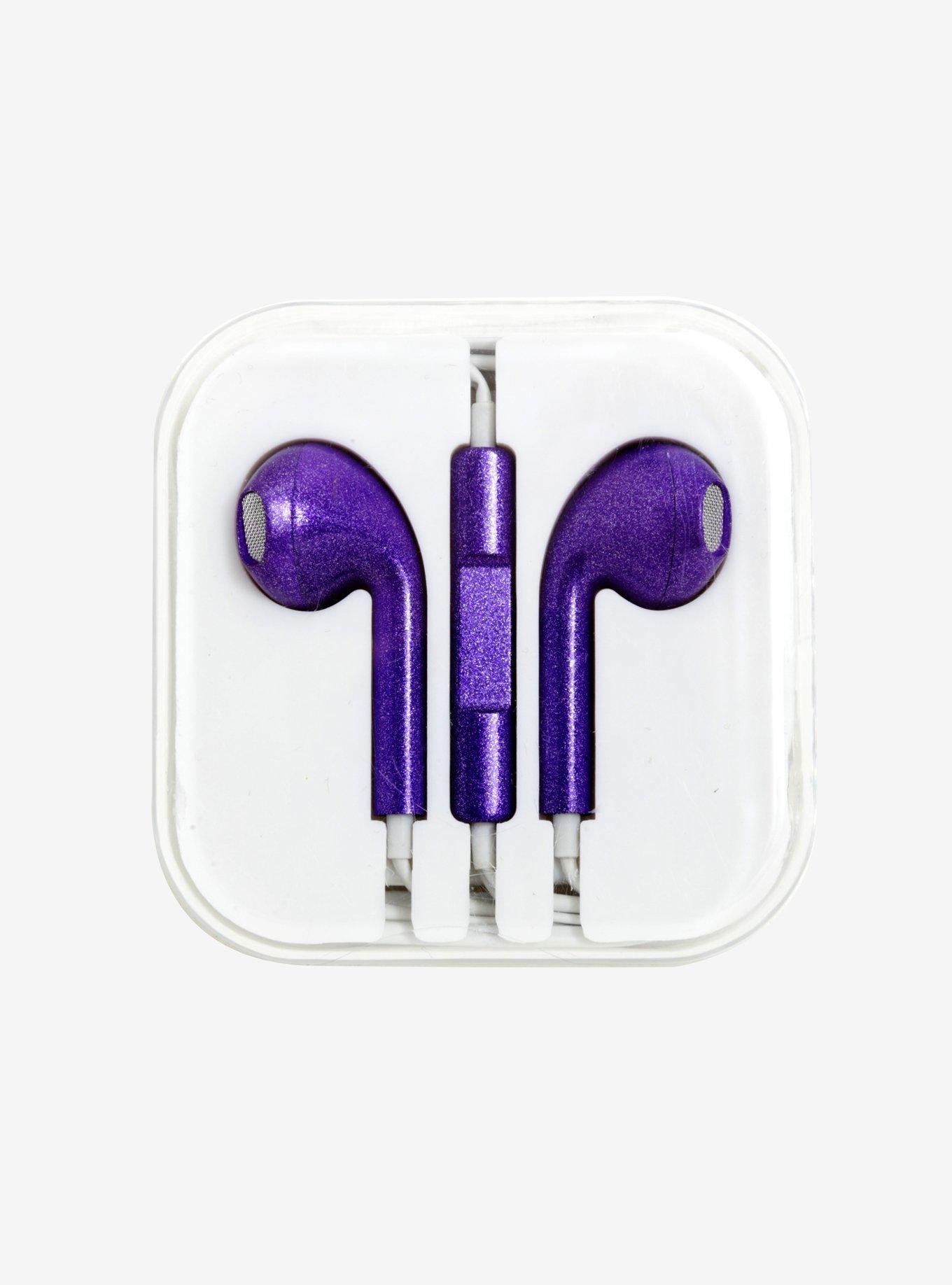 Metallic Glitter Purple Earbuds | Hot Topic