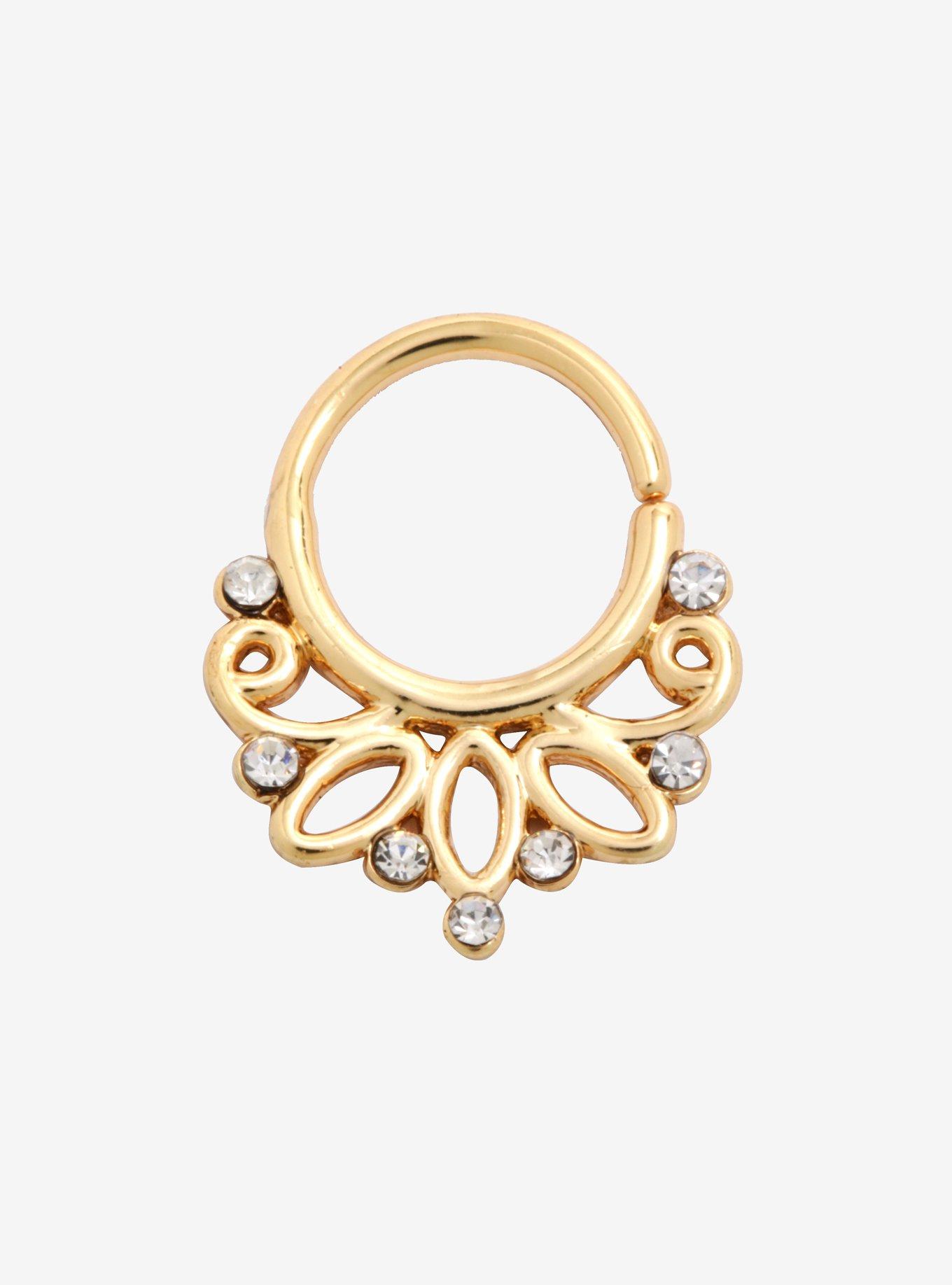 Steel Gold Dainty Ornate Seamless Septum Ring | Hot Topic