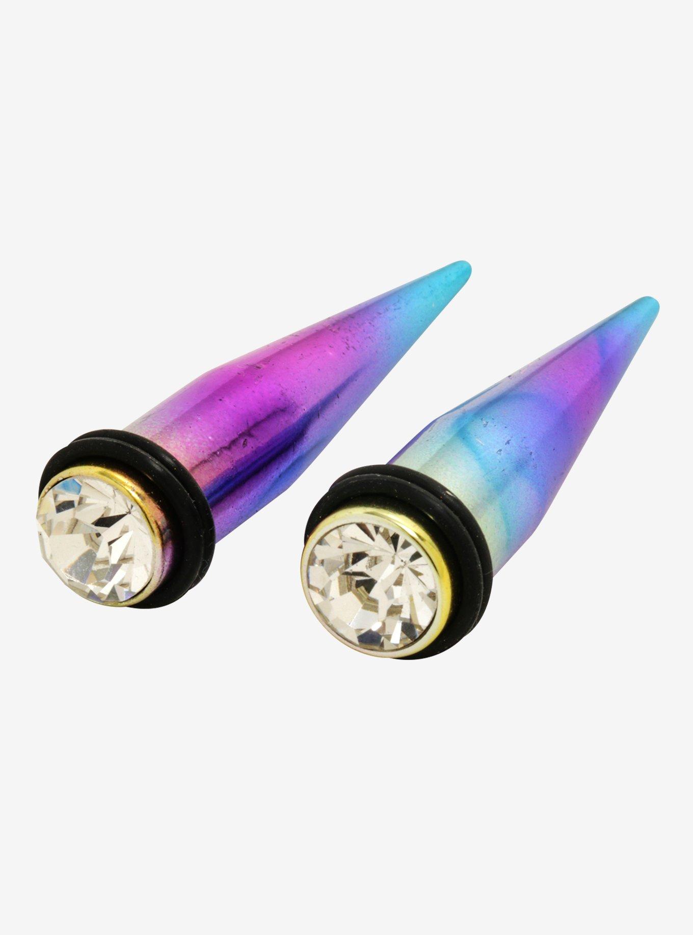 Acrylic Rainbow Gem Taper 2 Pack | Hot Topic