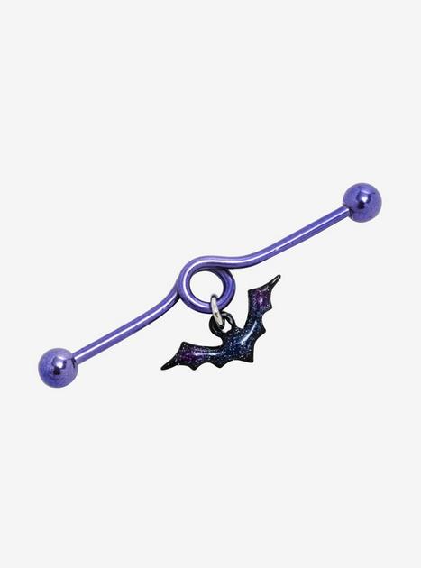 14G Steel Purple Hanging Bat Industral Barbell | Hot Topic