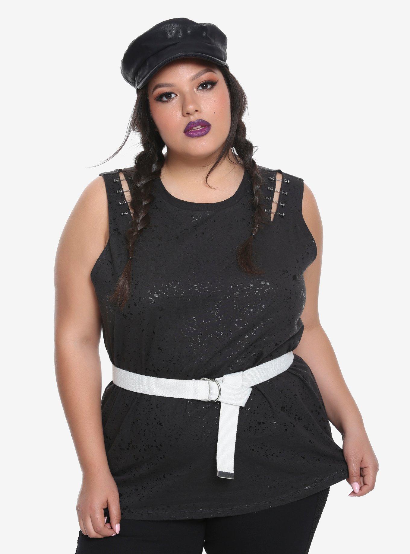 Black Collarbone Piercing Girls Muscle Top Plus Size | Hot Topic