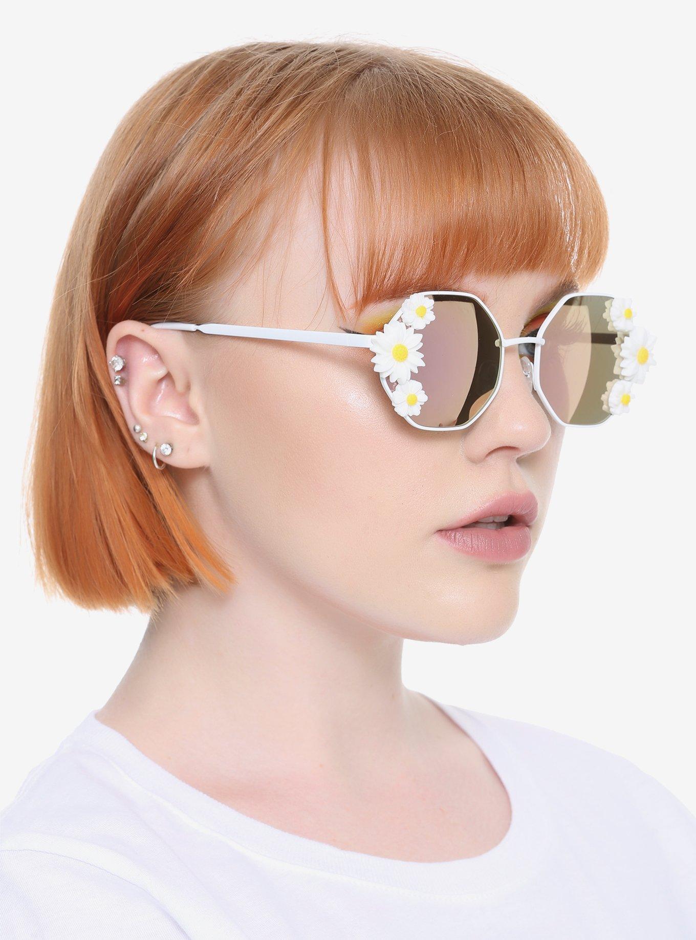 Daisy Accented Wire Frame Sunglasses | Hot Topic