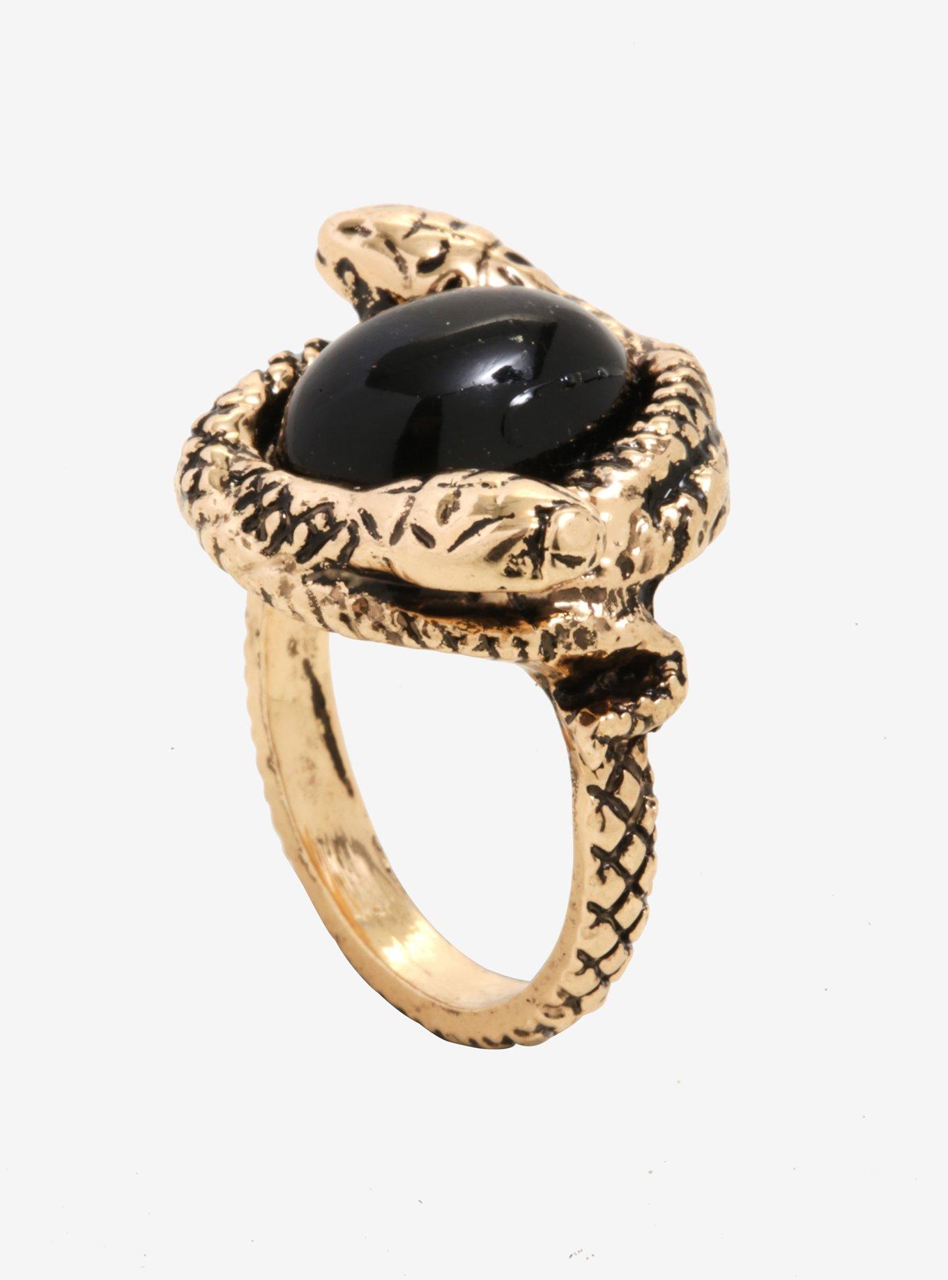 Blackheart Gold Duo Snake Head Ring | Hot Topic
