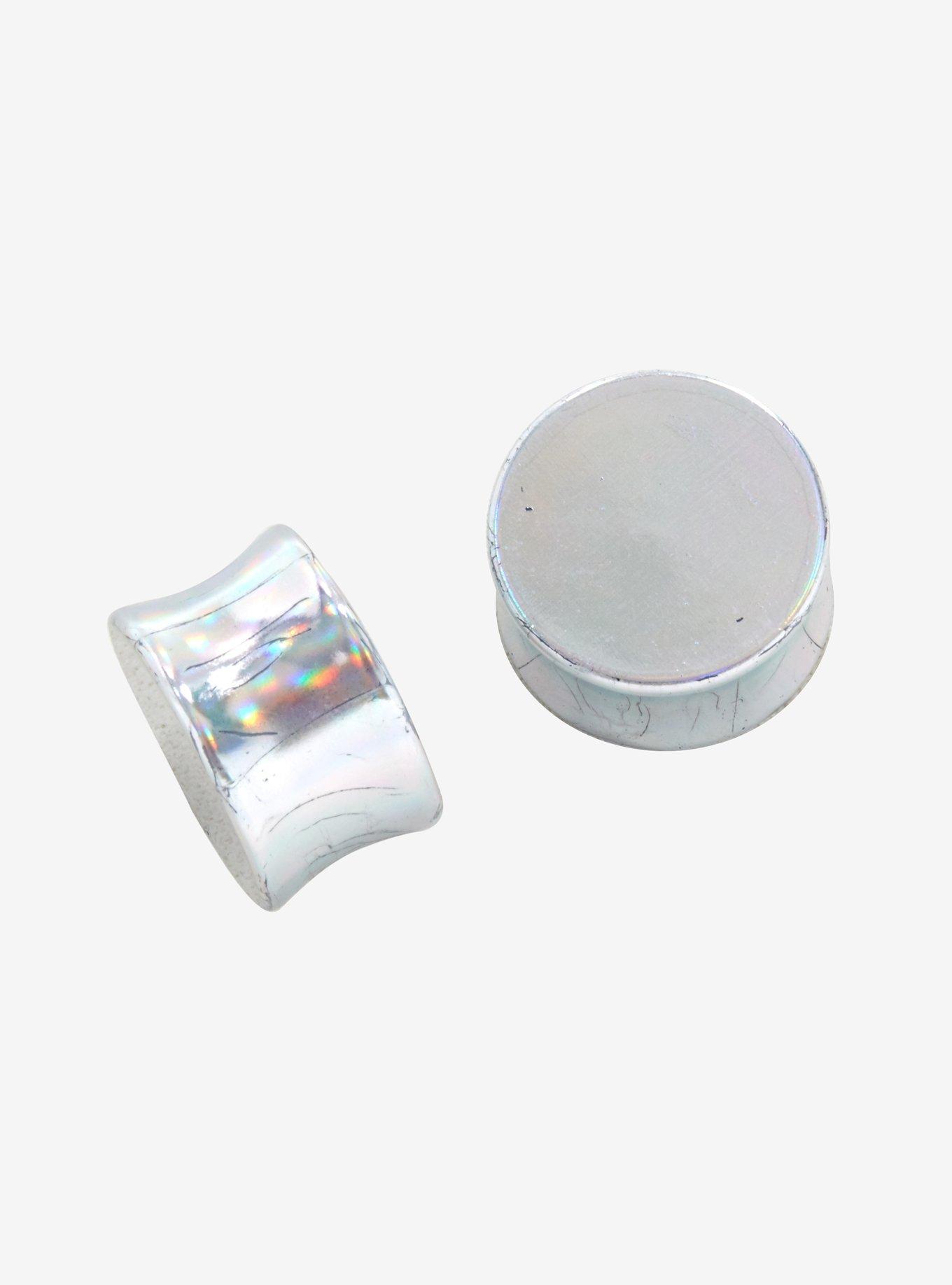 Acrylic Silver Holographic Double Flare Plug 2 Pack | Hot Topic