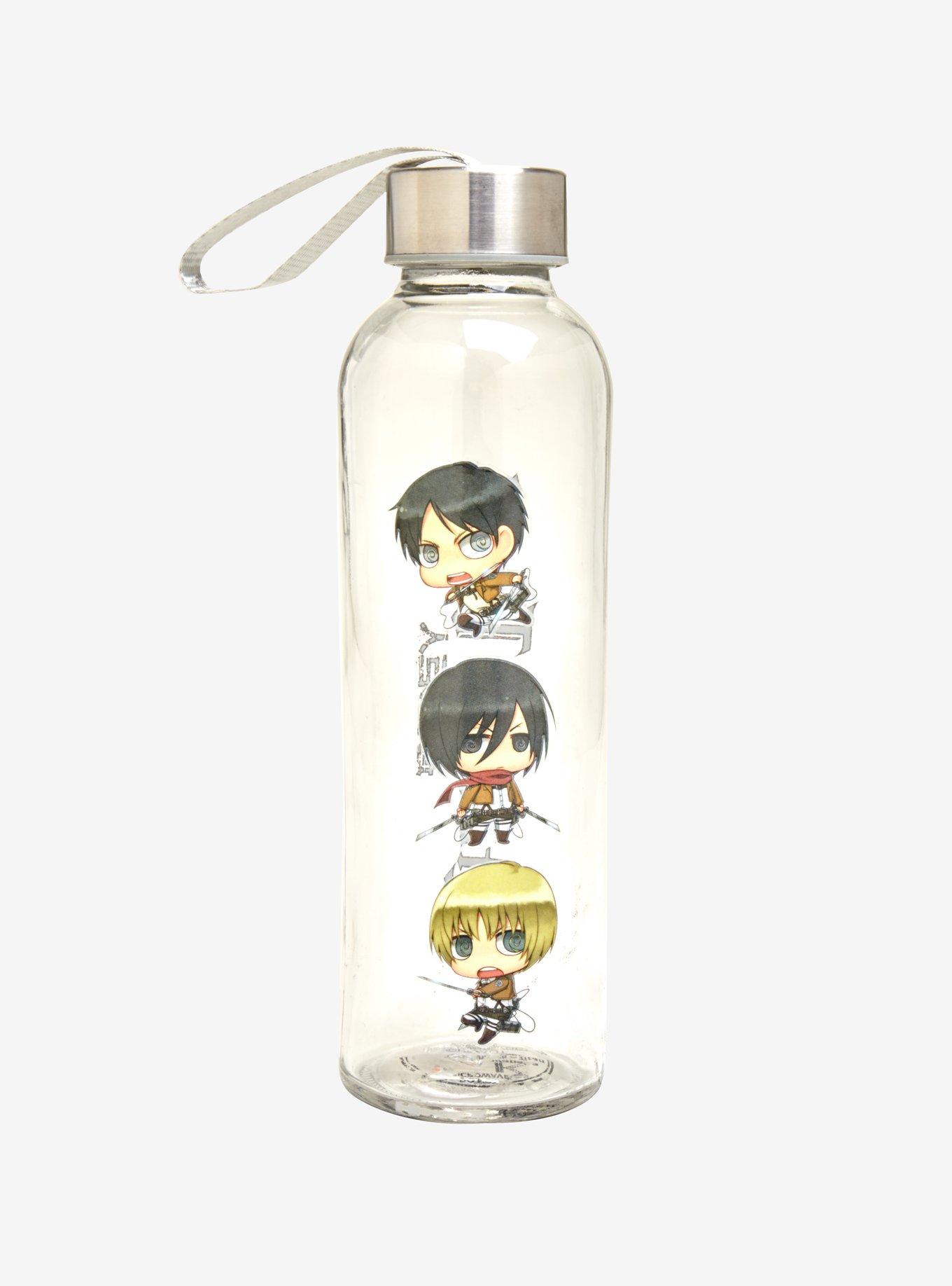Attack On Titan Chibi Characters Glass Water Bottle | Hot Topic