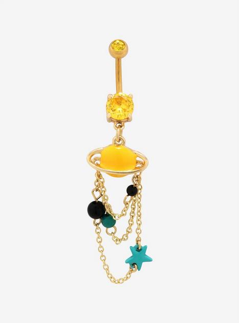 14G Steel Planets & Solar System Curved Navel Barbell | Hot Topic
