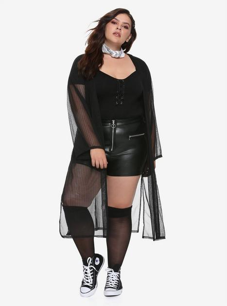 Black Mesh Duster Plus Size | Hot Topic