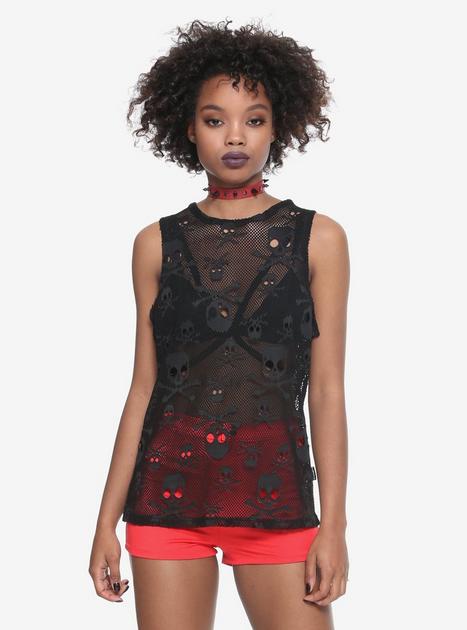 Tripp Skull Fishnet Girls Tank Top | Hot Topic