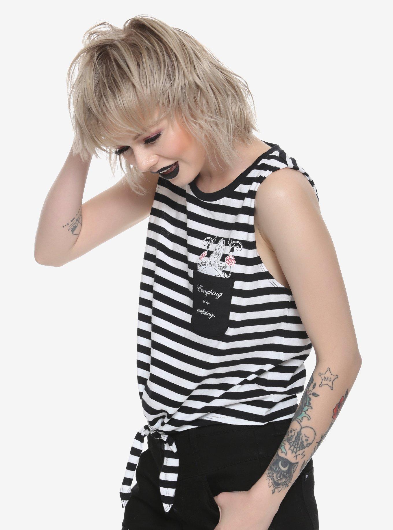 Her Universe Disney Alice In Wonderland Striped Tie Front Girls Tank