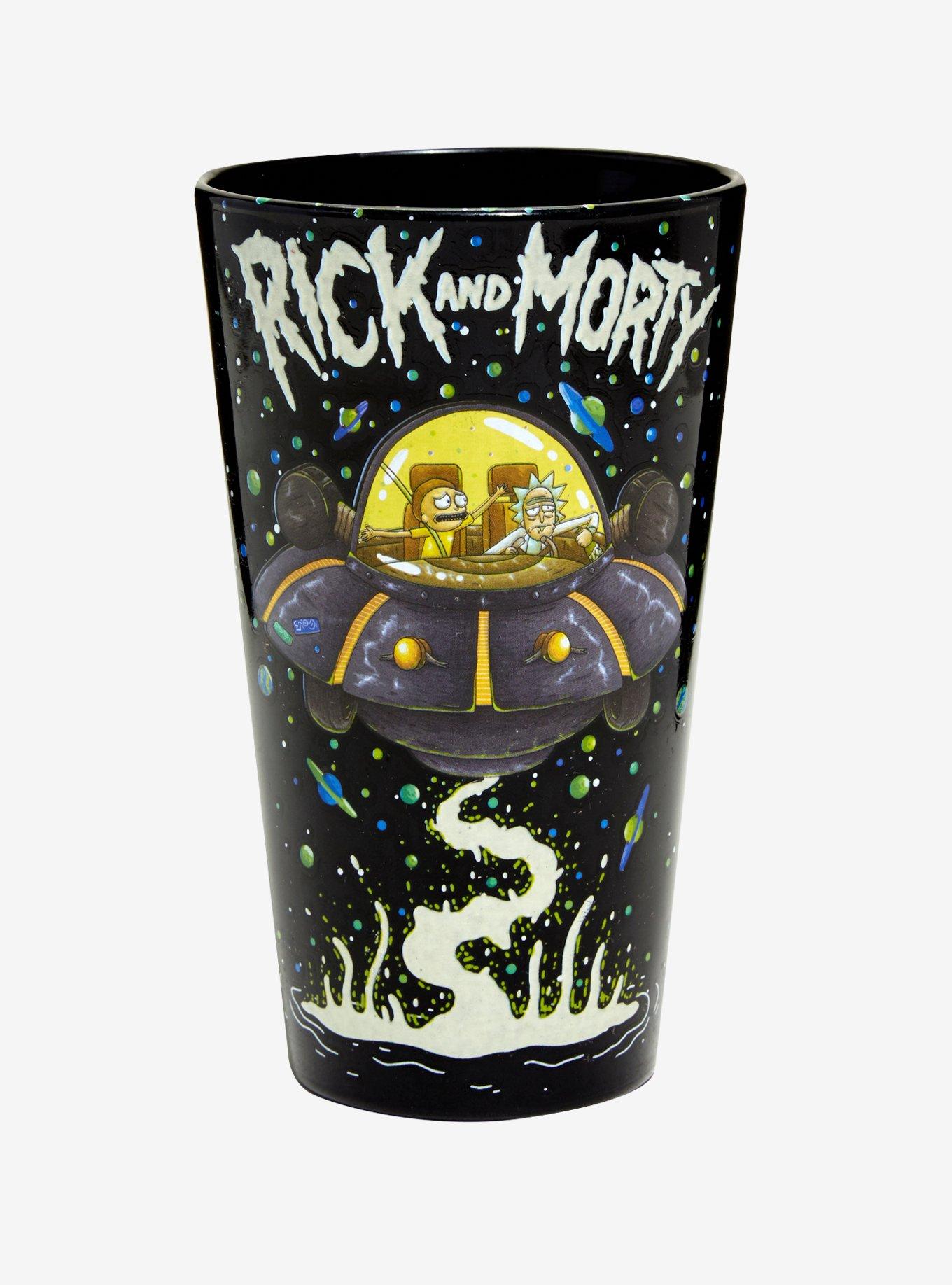 Rick And Morty Space Ship Glow-In-The-Dark Pint Glass | Hot Topic