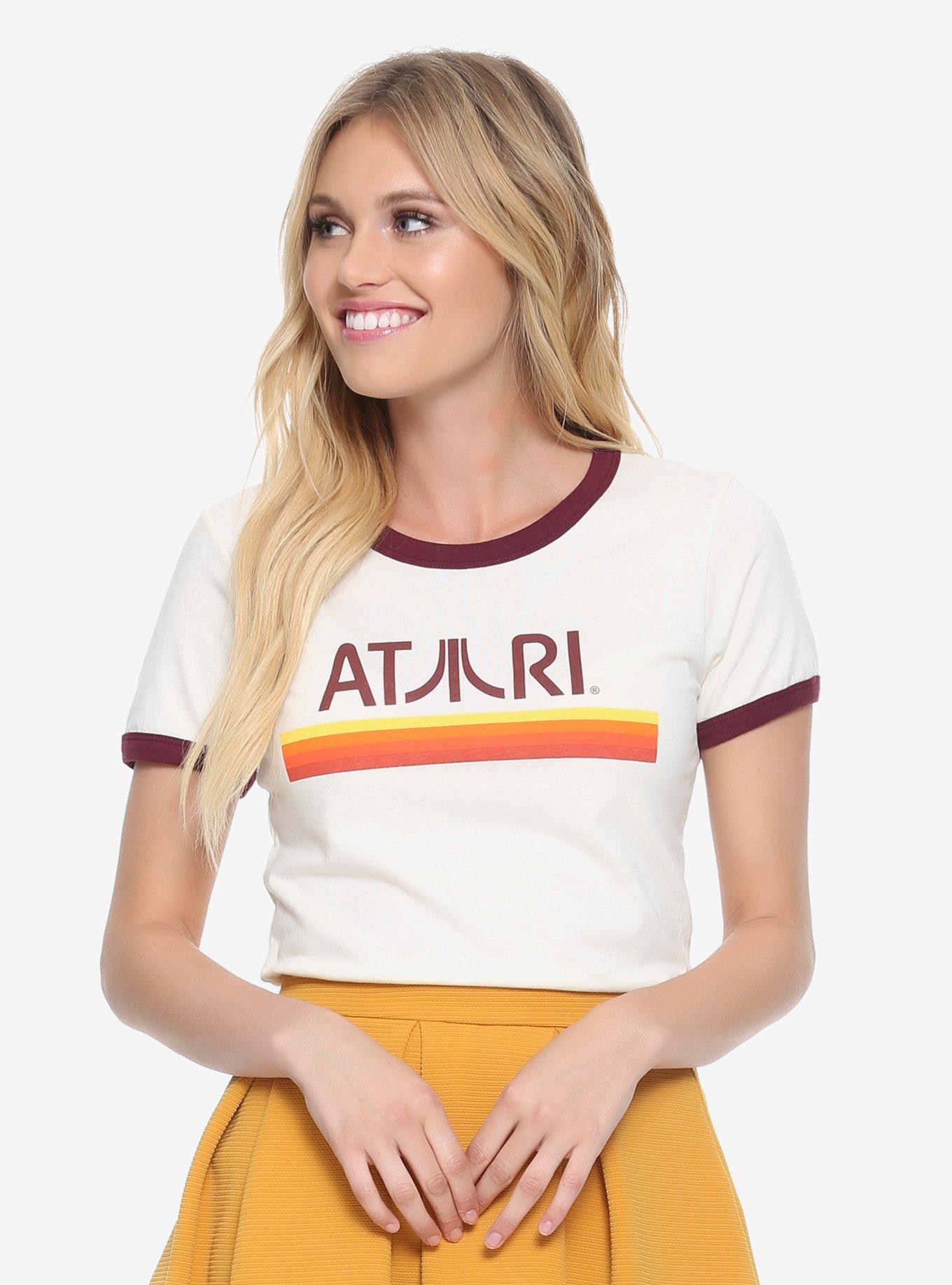 Atari Maroon Womens Ringer Tee - BoxLunch Exclusive | BoxLunch