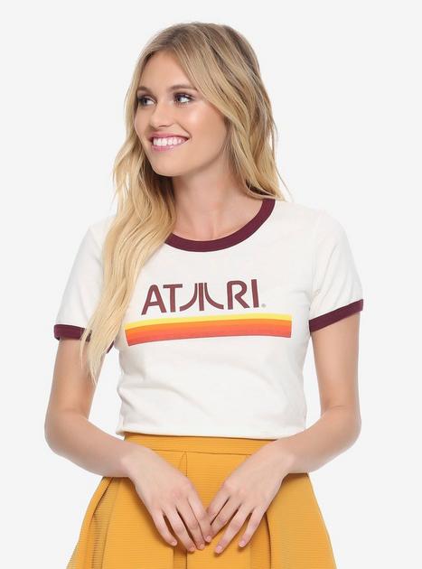 Atari Maroon Womens Ringer Tee - BoxLunch Exclusive | BoxLunch