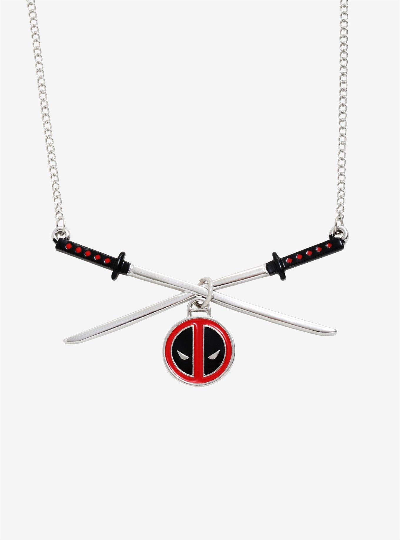 Marvel Deadpool Crossed Katanas Necklace | Hot Topic