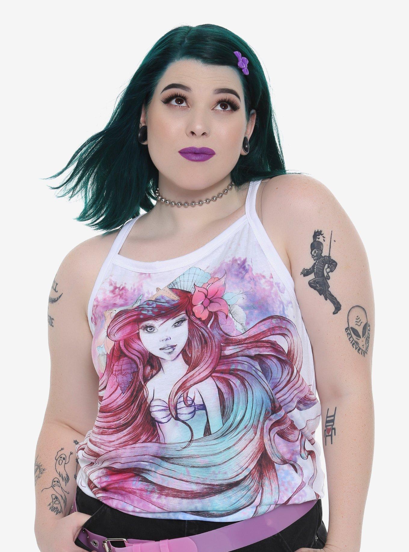 Disney The Little Mermaid Floral Girls Tank Top Plus Size | Hot Topic