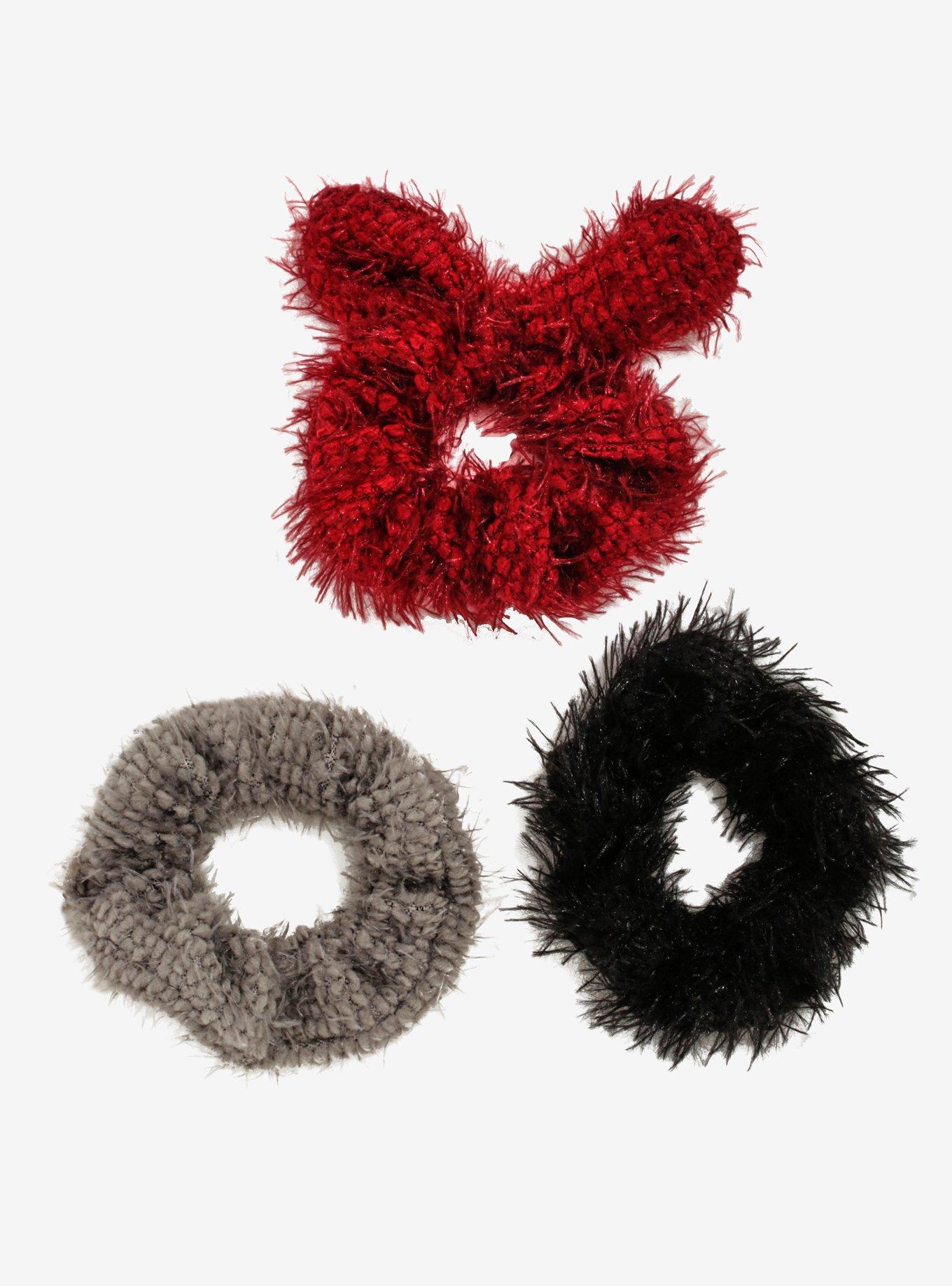 Blackheart Fuzzy Bunny Ear Scrunchie Set | Hot Topic