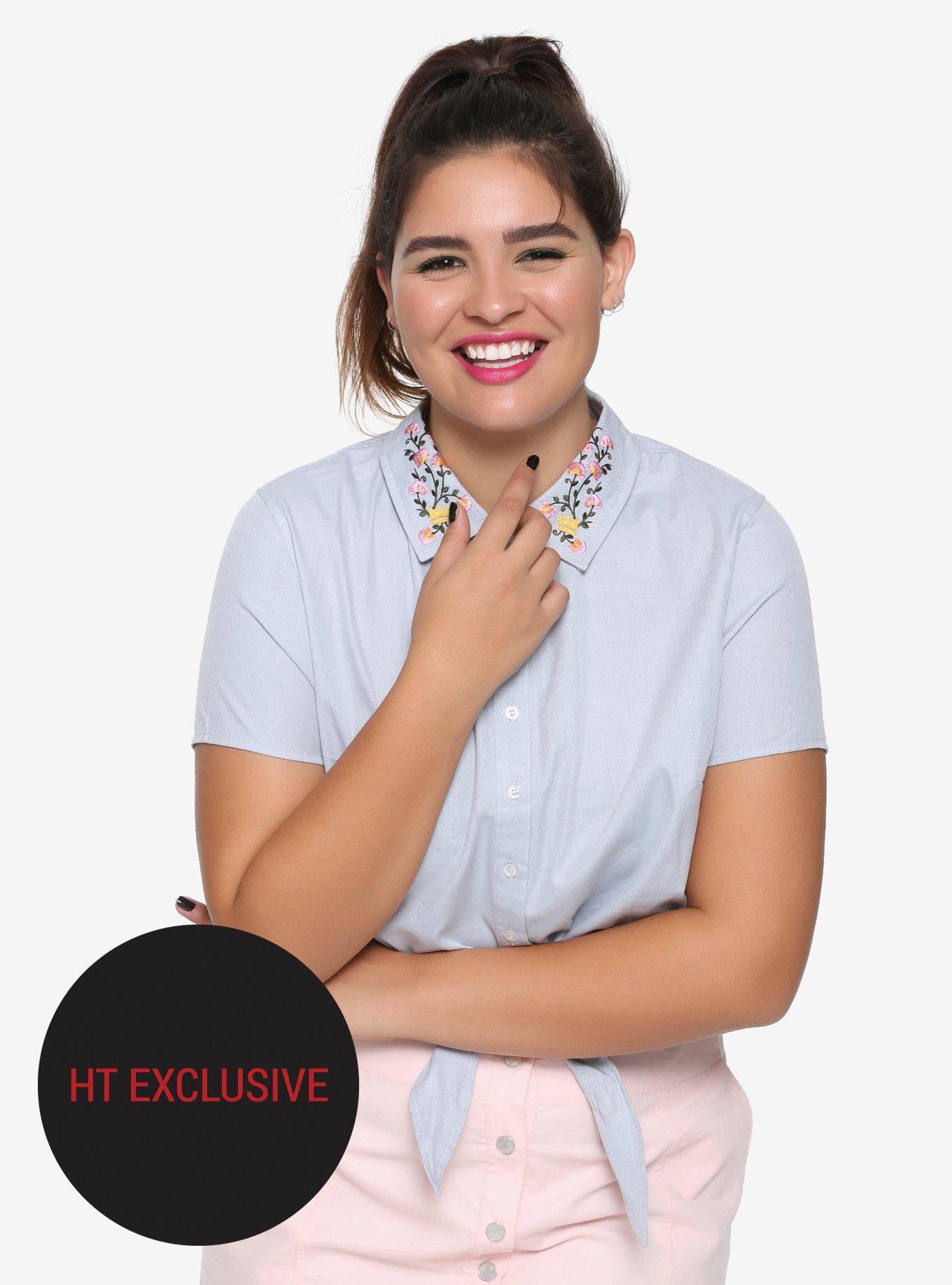 Riverdale Betty Tie Front Girls Short-Sleeve Woven Button-Up Plus Size ...
