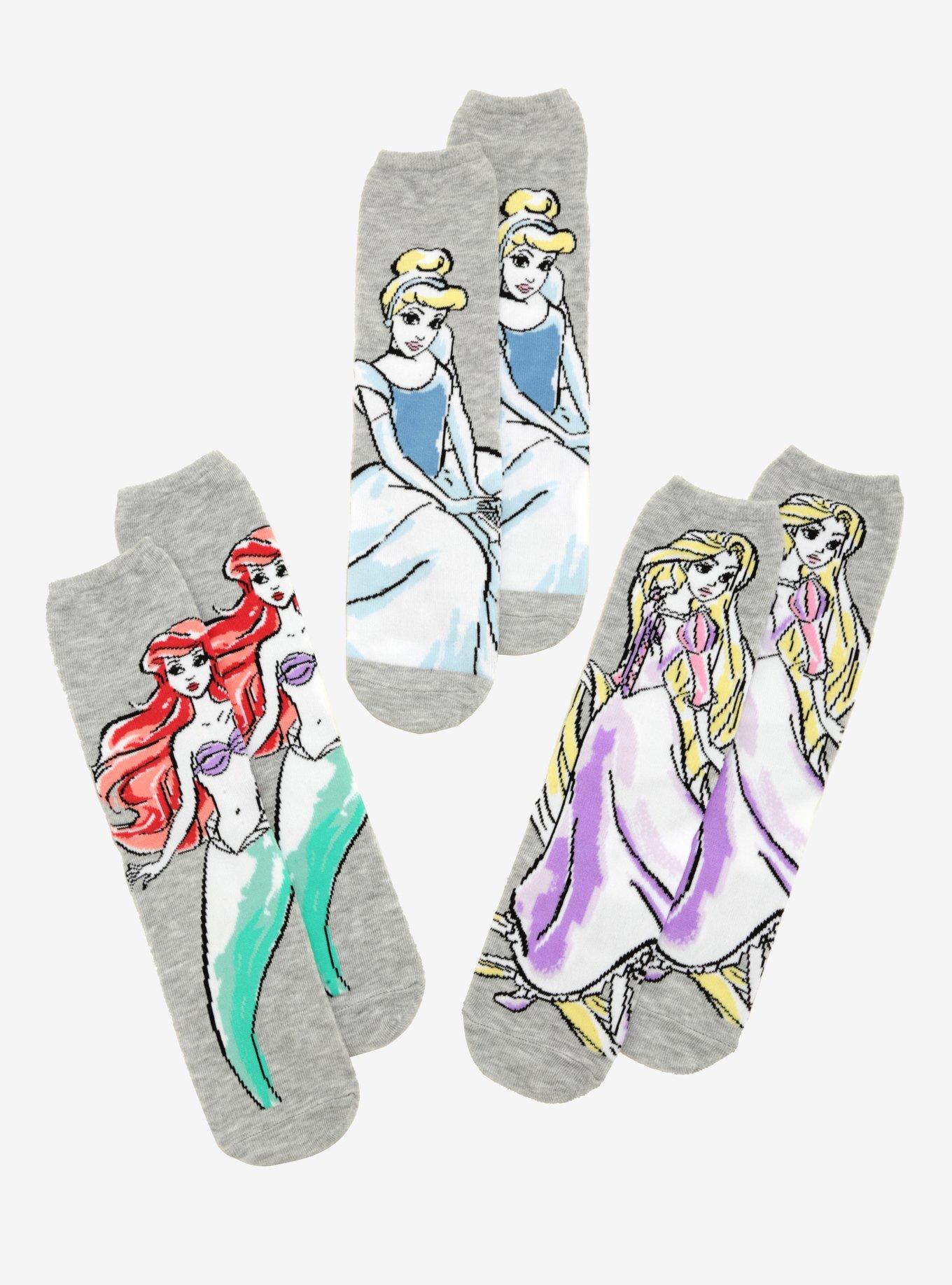 Disney Princess Watercolor Crew Socks 3 Pair | BoxLunch