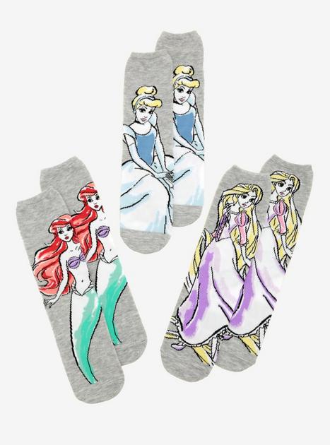 Disney Princess Watercolor Crew Socks 3 Pair | BoxLunch