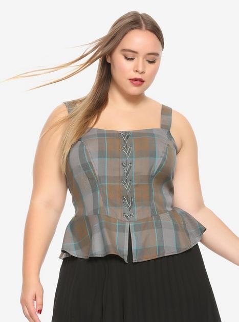 Outlander Mackenzie Tartan Peplum Corset Top Plus Size Hot Topic