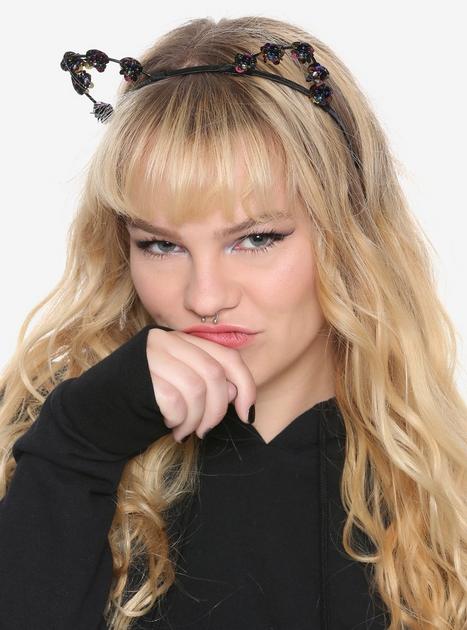 Blackheart Iridescent Flower Cat Ear Headband | Hot Topic